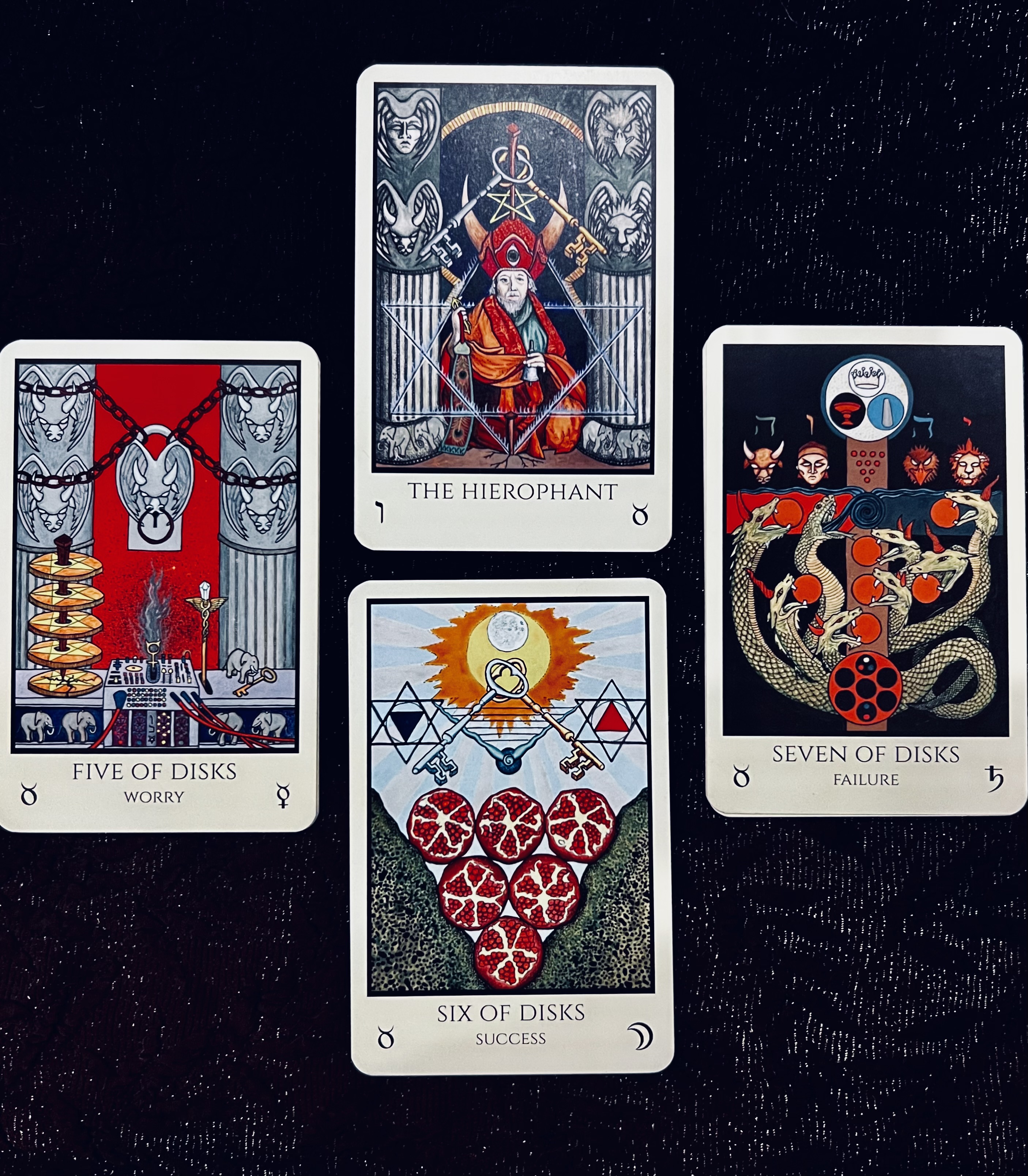 Tabula Mundi Tarot: Taurus Decan (5-7 Disks) + The Hierophant August ...