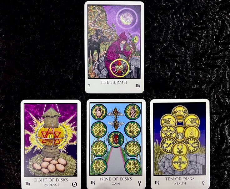 Tabula Mundi Tarot: Virgo Decan (8-10 Disks) + The Hermit, September ...